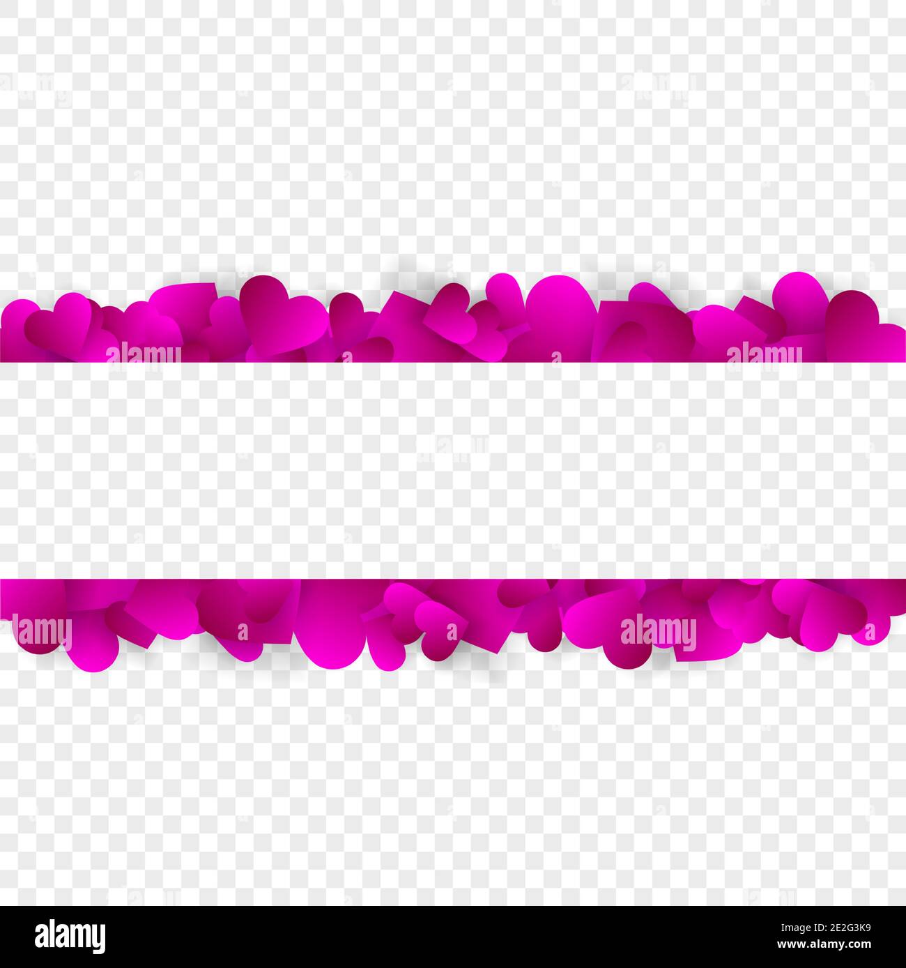 Heart frame vector banner or border, love background with pink hearts ...