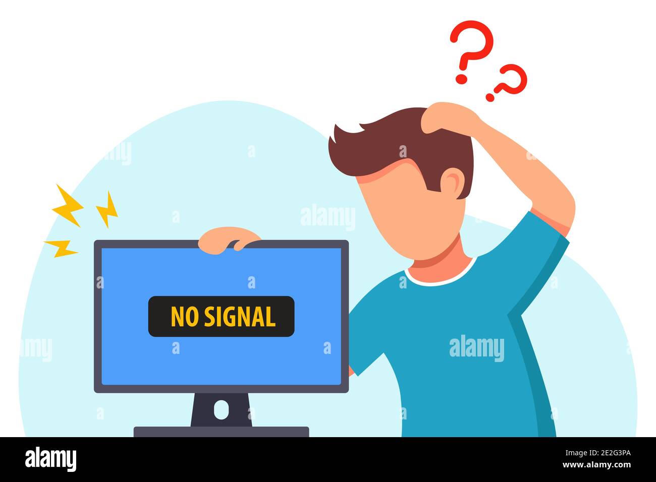 broken computer screen monitor. breakdown of equipment in the office ...