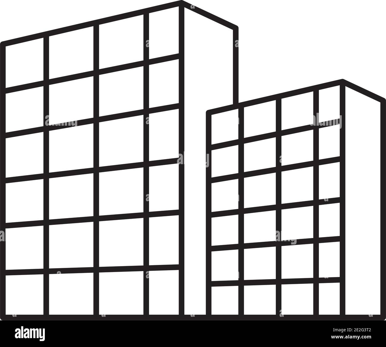 office building icon over white background, line style, vector ...