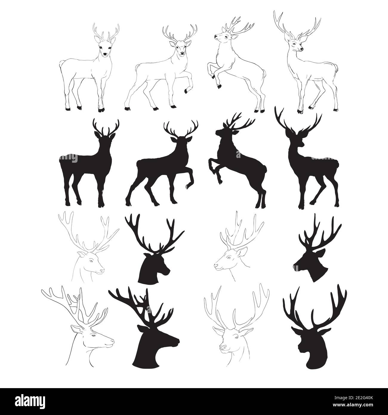 graphic stylization deer head for your design. isolated objects Stock ...
