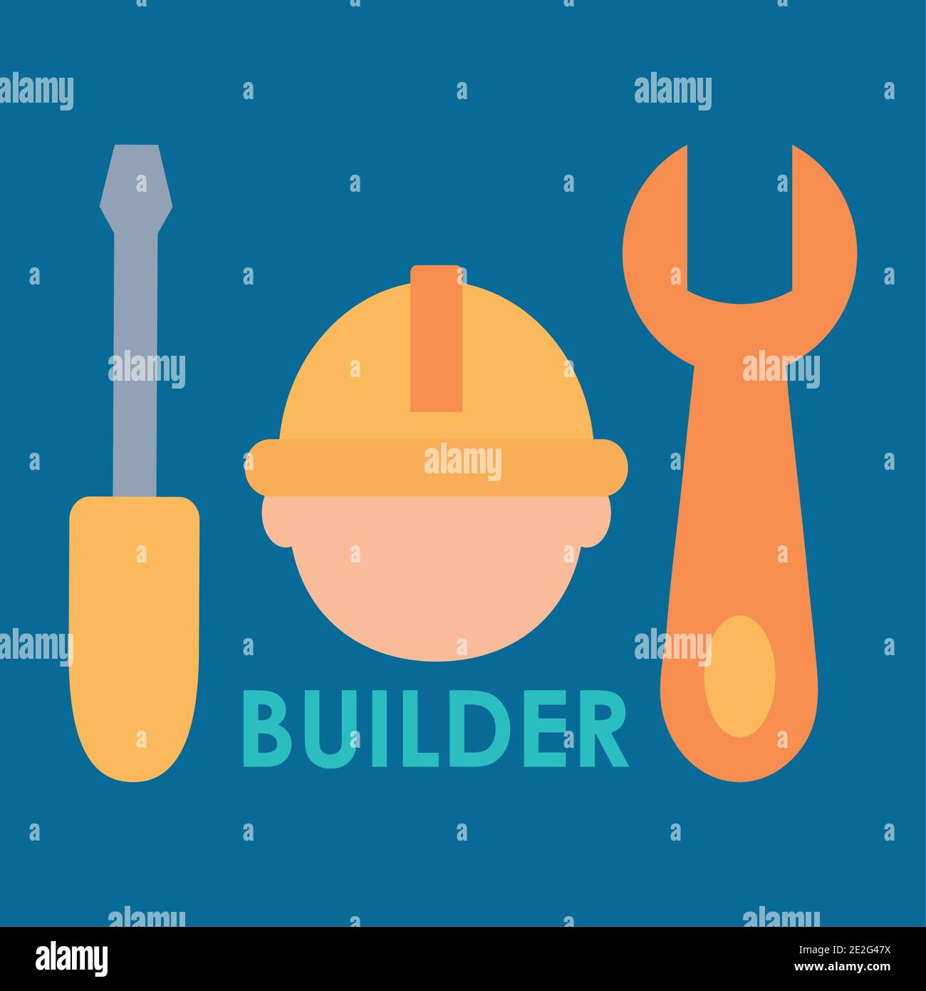 builder and tools design over white background, flat style, vector ...