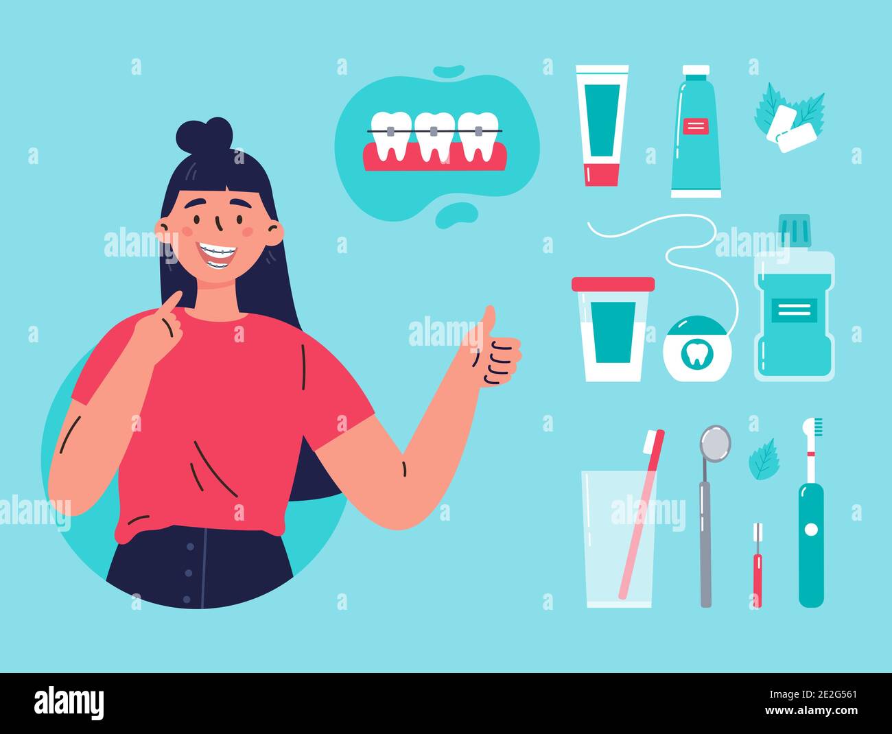 Teenage girl braces Stock Vector Images - Alamy