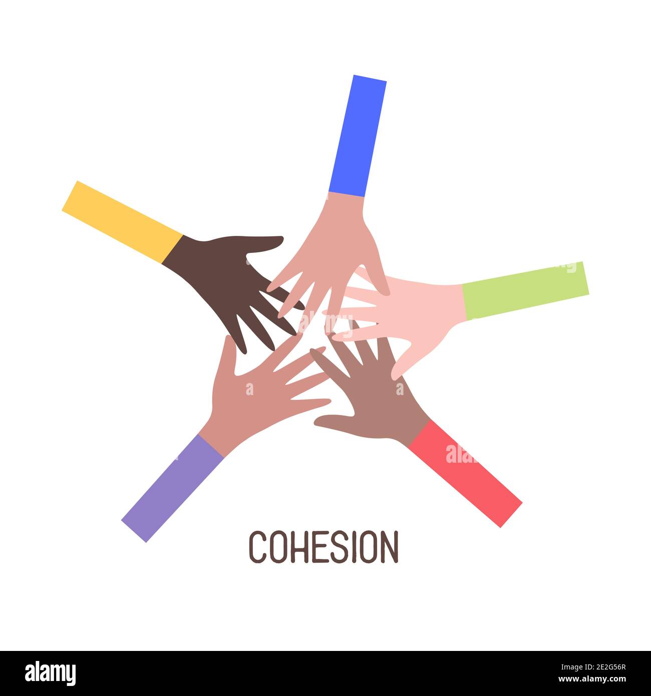 Social cohesion. Hands of people of different nationalities. Day of ...