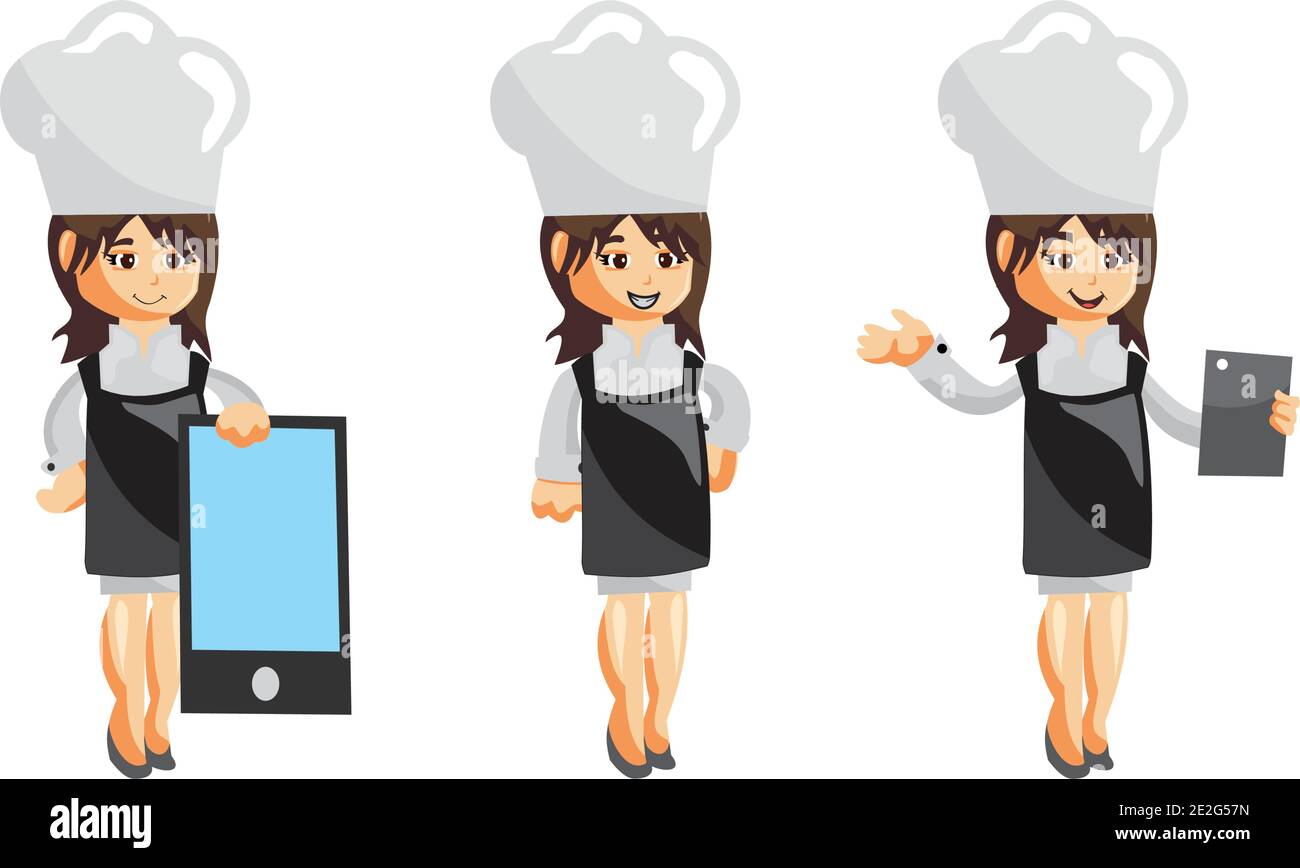Chef Woman character Mascot creation Illustration Template Pose Set ...