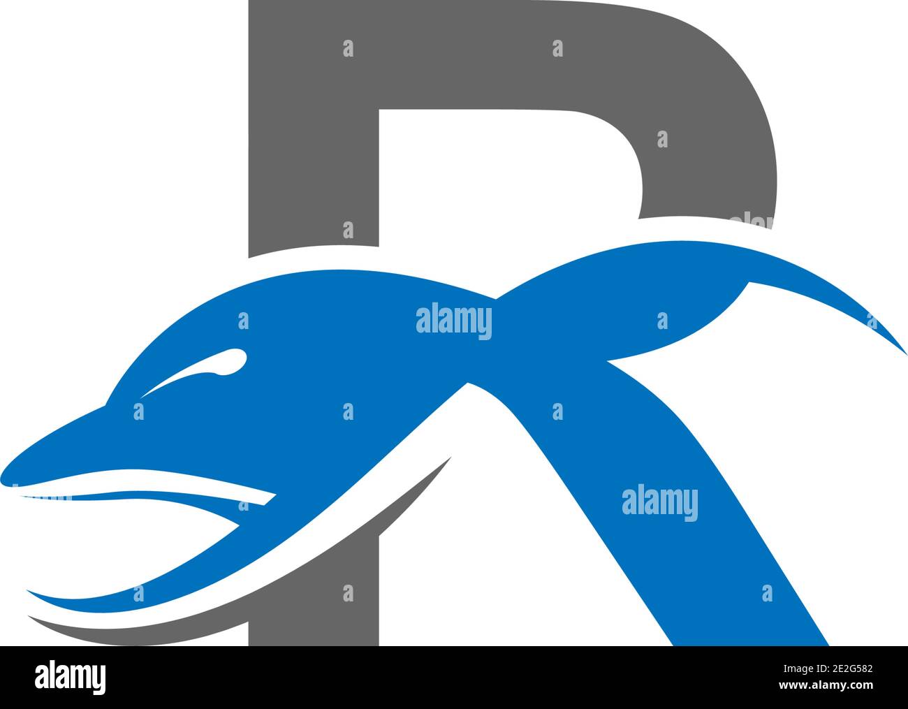 Dolphin with Letter R logo icon design concept vector template ...