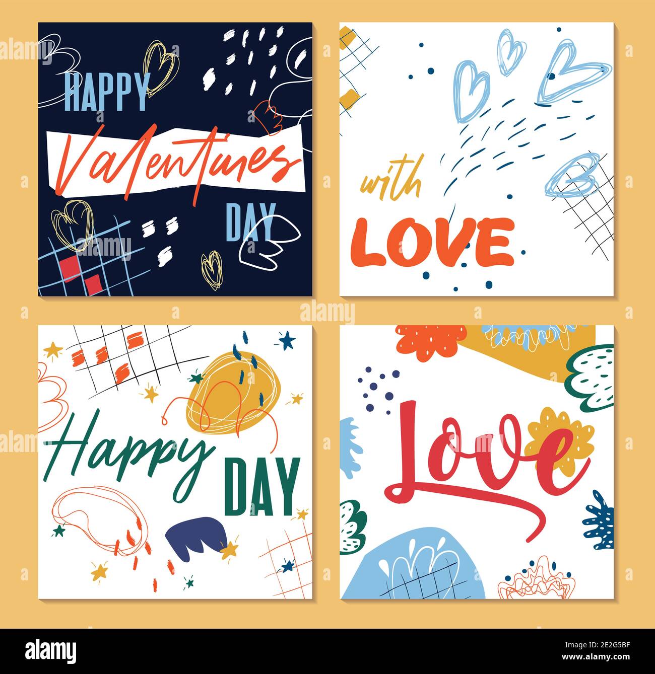 Set of trendy abstract Valentines day templates. For advertising flyers ...