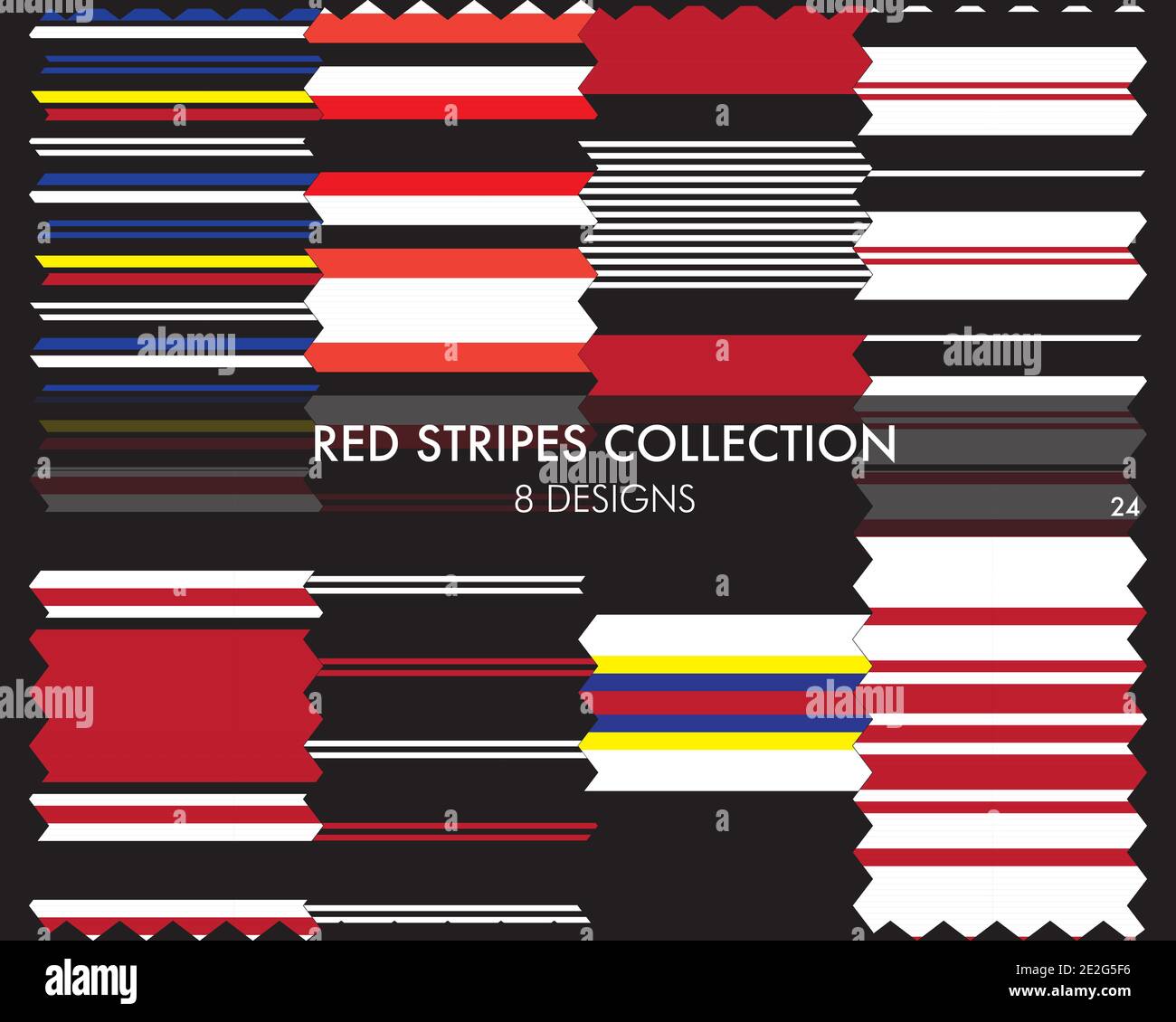 Red striped seamless pattern collection includes 8 designs for fashion ...