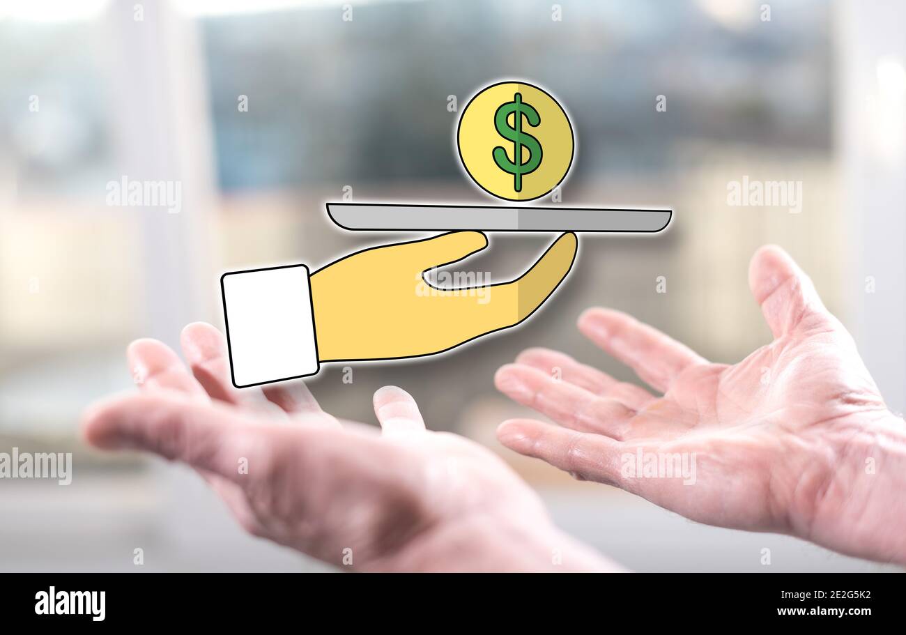 Personal loan concept above the hands of a man Stock Photo - Alamy