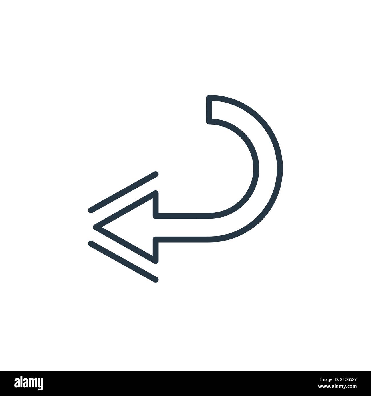 Left curve arrow outline vector icon. Thin line black left curve arrow icon, flat vector simple ...
