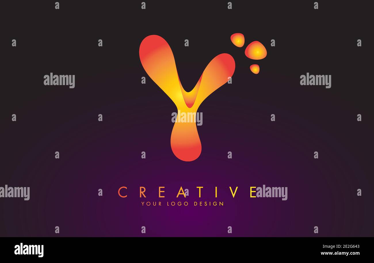 Y Letter Logo Design with Dots. Vector Lettering Illustration of Orange ...