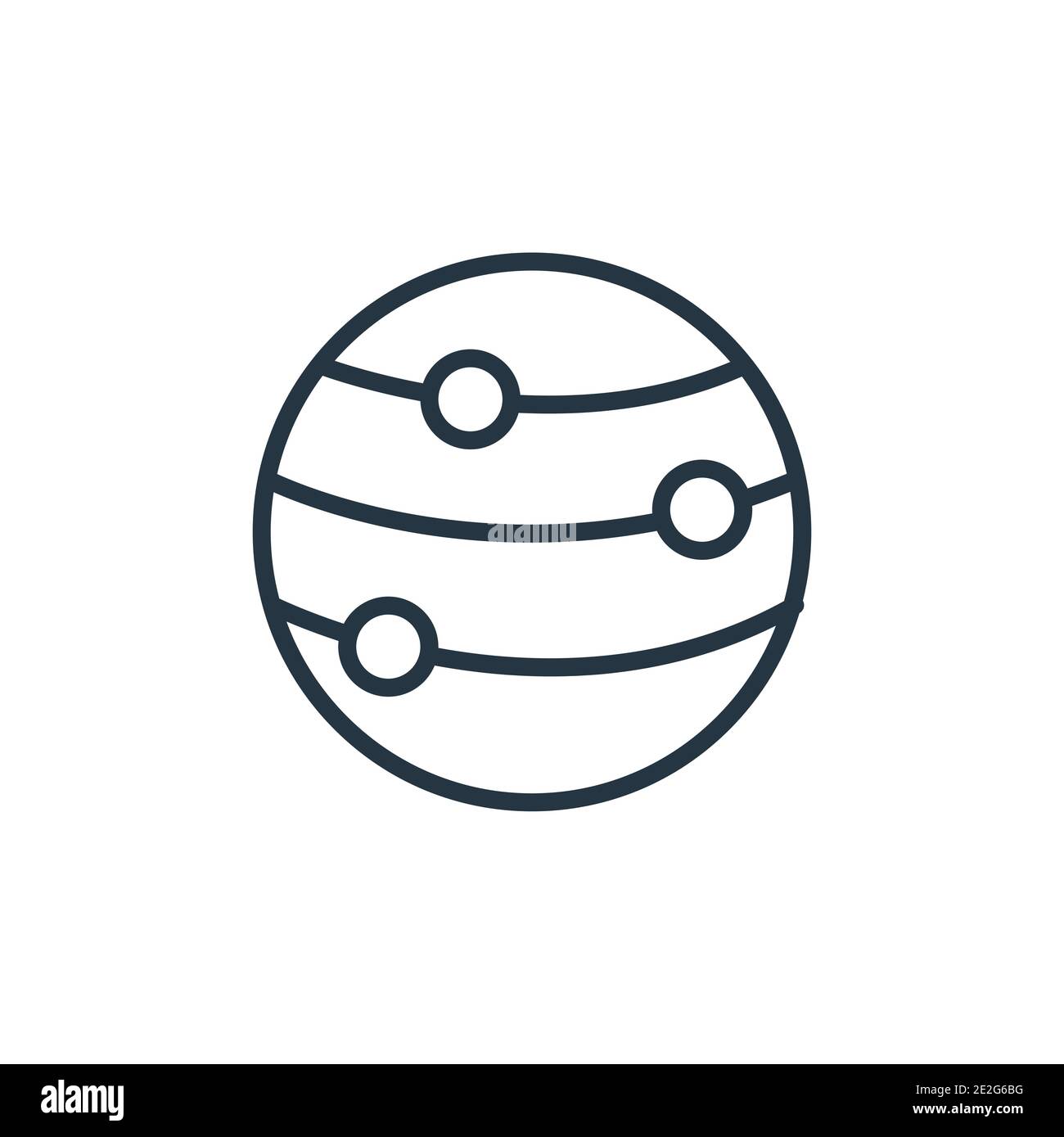 Jupiter with satellite outline vector icon. Thin line black jupiter ...