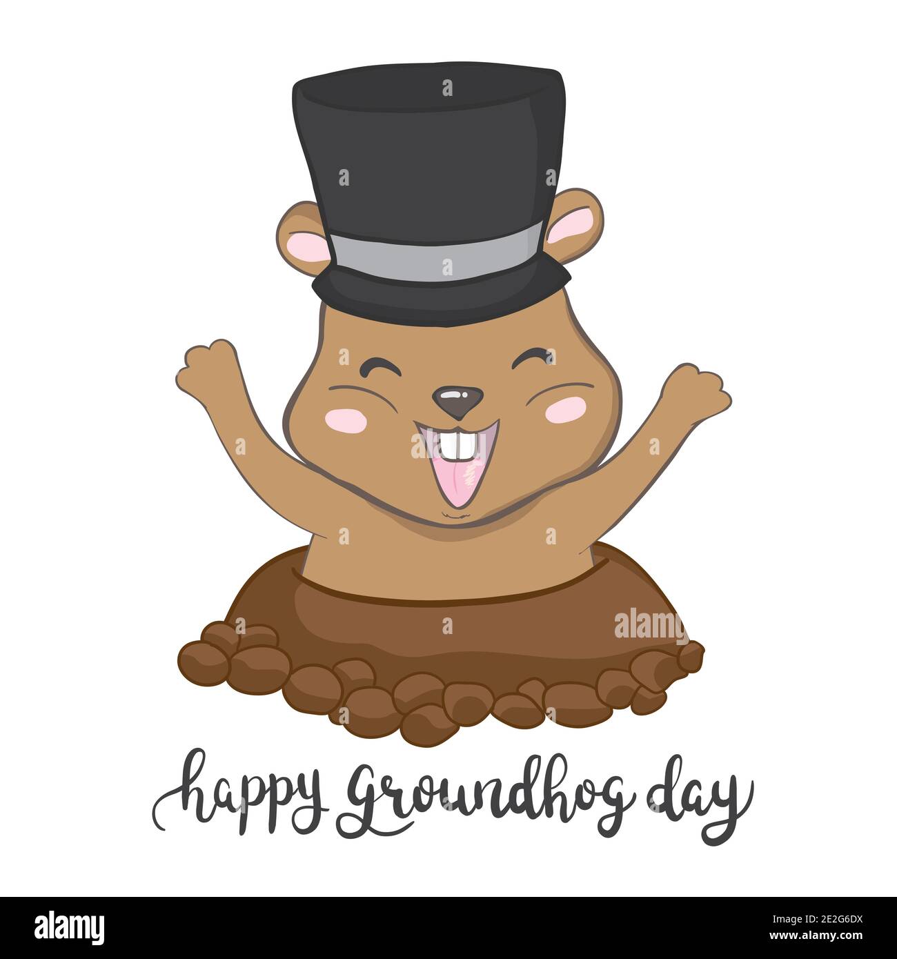 Vector illustration with groundhog and text. Happy Groundhog Day Theme ...