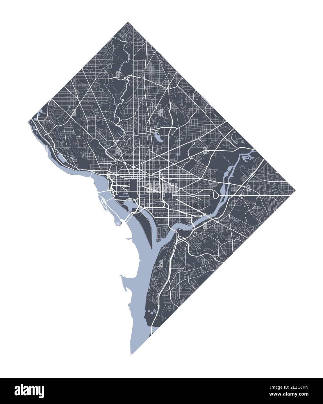 Washington map. Detailed vector map of Washington city administrative ...