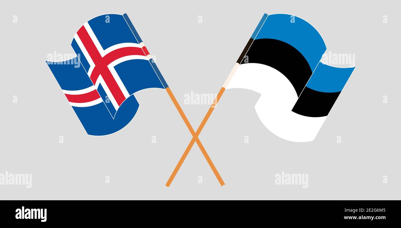 Crossed and waving flags of Iceland and Estonia. Vector illustration Stock Vector Image & Art ...