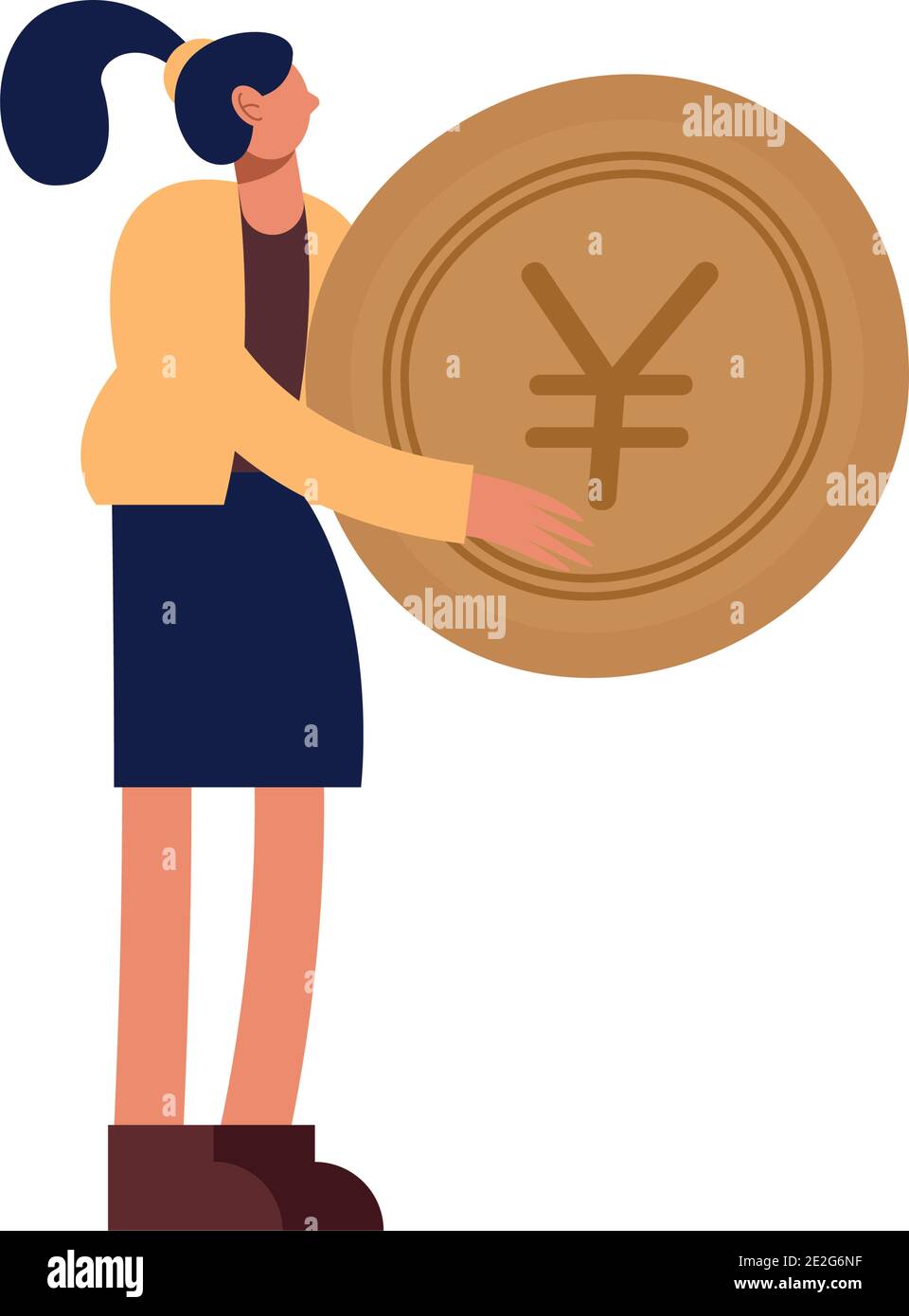 Woman cartoon with coin of money financial business banking commerce ...