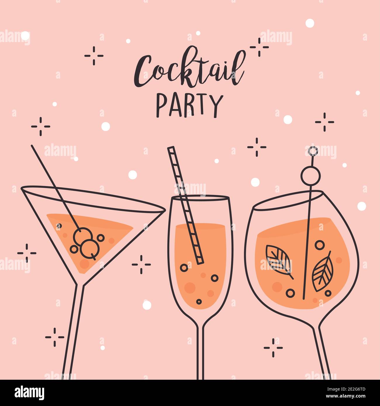 cocktails party design over pink background, vector illustration Stock ...