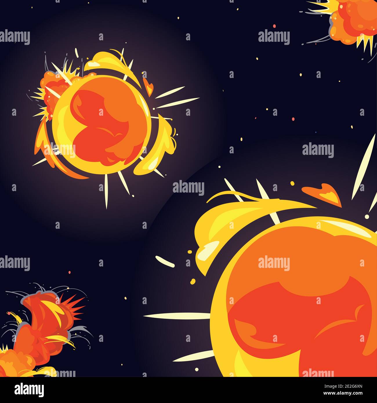 Military explosion flame bubbles at space design, Weapon destruction ...