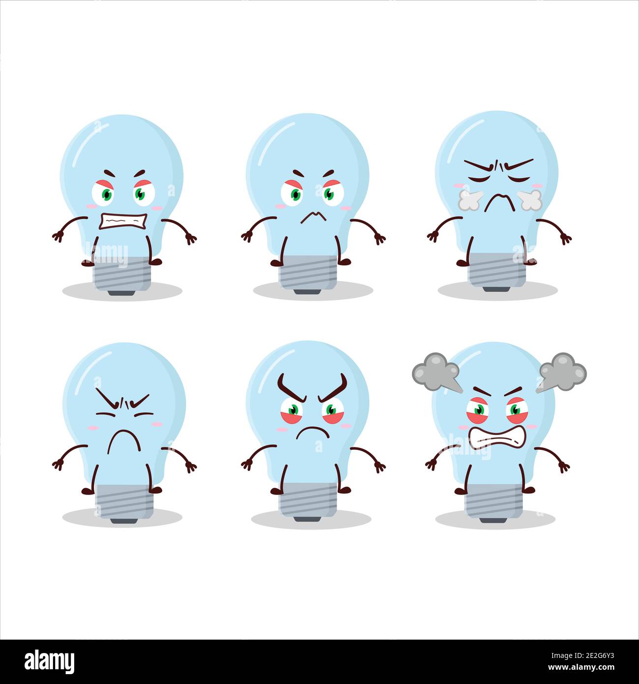 Halogen cartoon character with various angry expressions. Vector ...