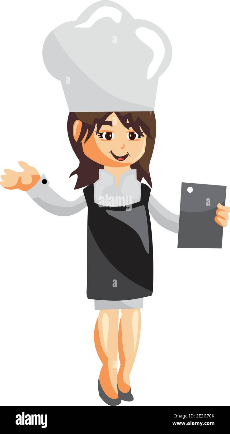 Chef Woman character creation Illustration Template Pose Bring Tablet ...