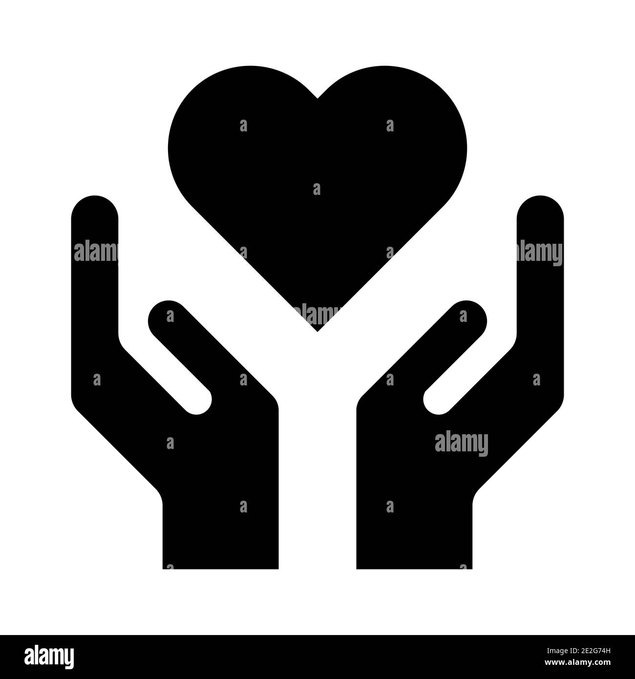 Hope icon, human hand with heart symbol, help and protection graphic ...