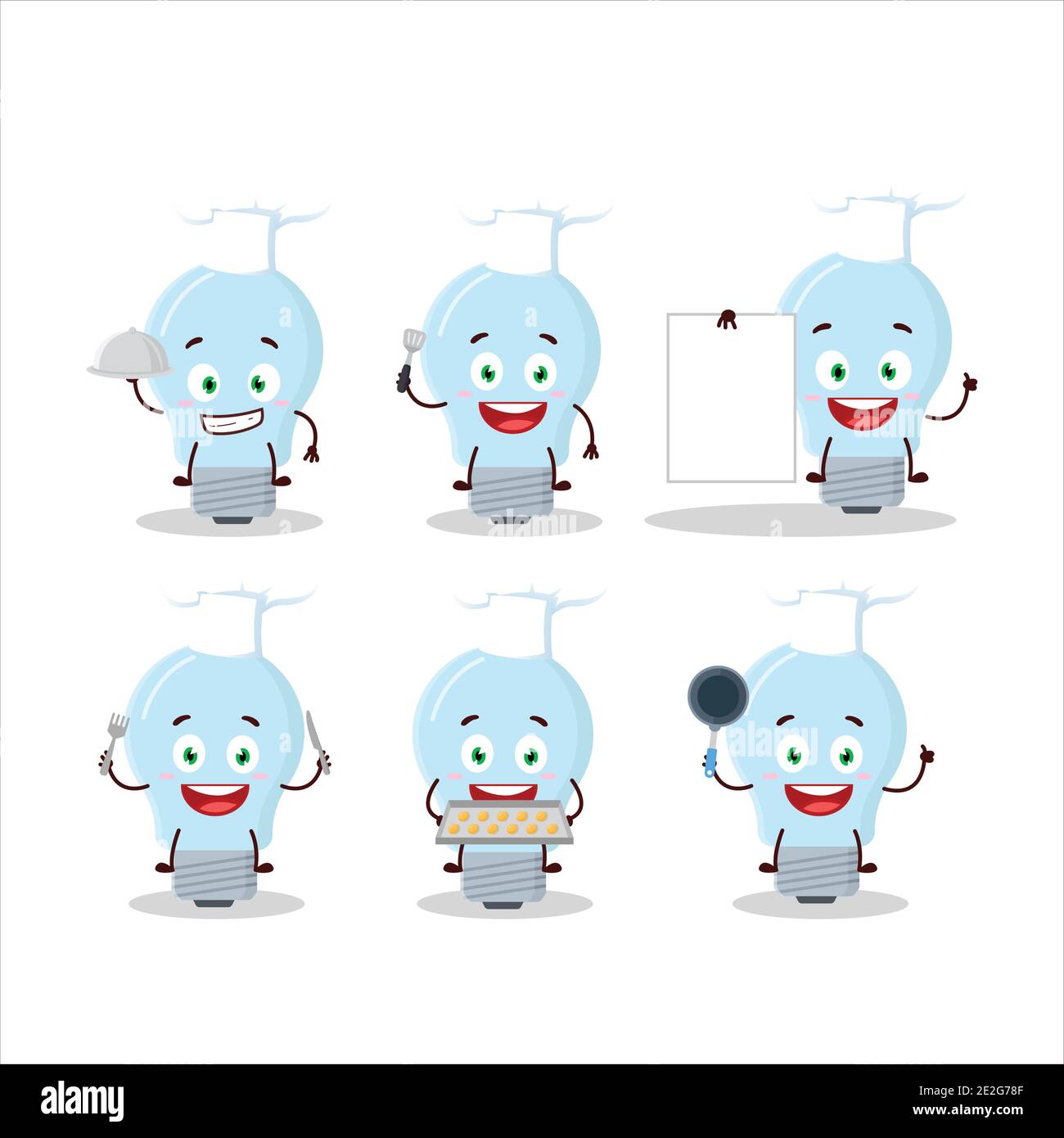 Cartoon character of halogen with various chef emoticons. Vector ...