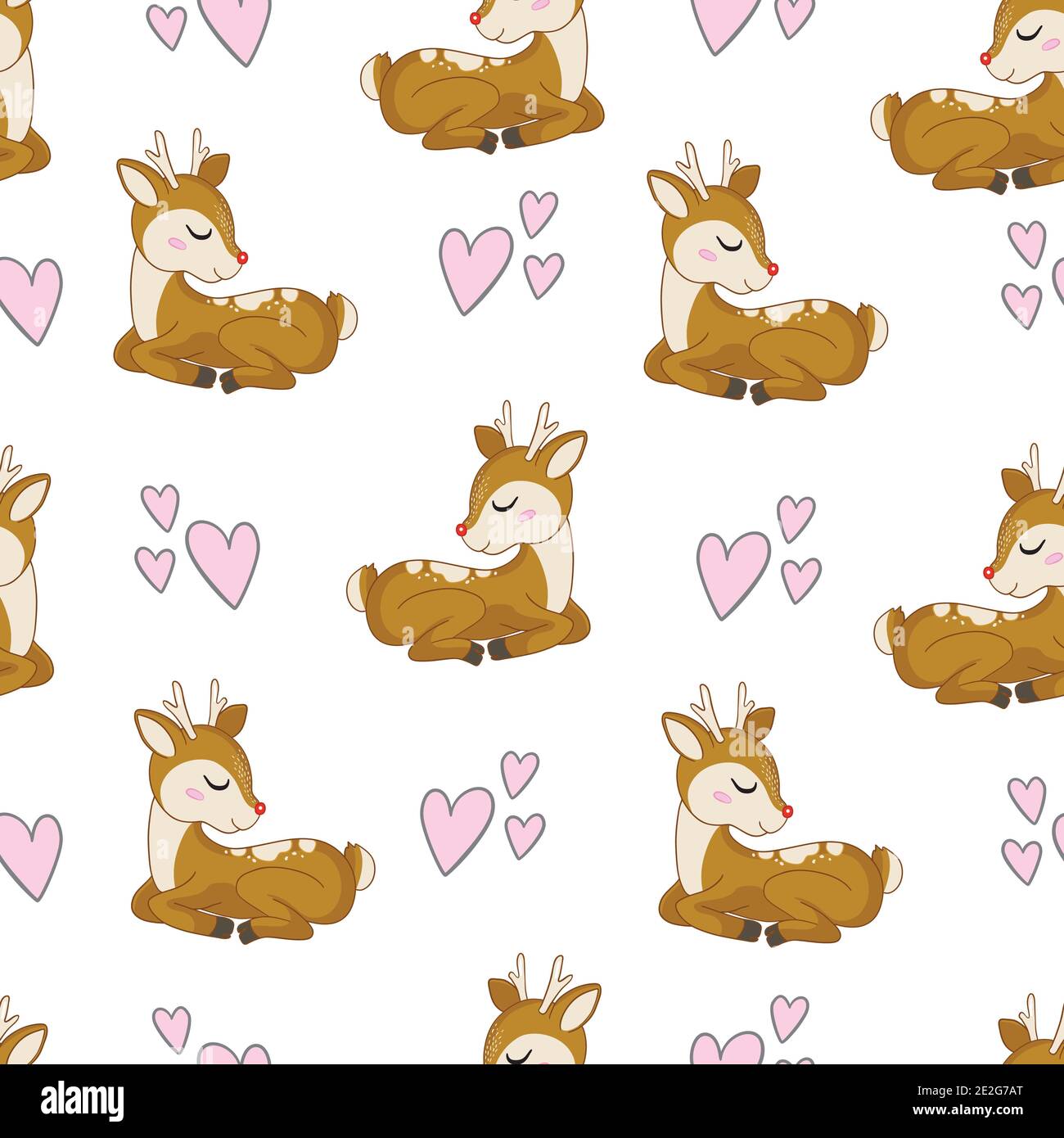 Cute deer with hearts vector seamless pattern. Children's themed Wallpapers Stock Vector Image ...