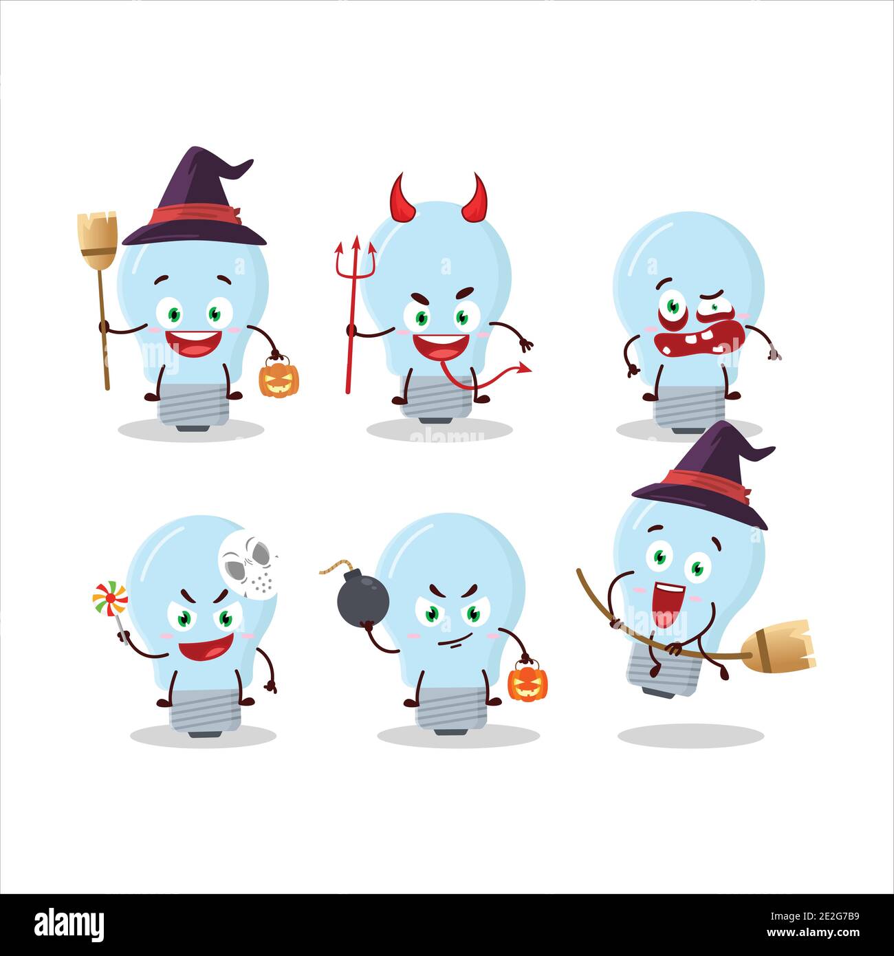 Halloween expression emoticons with cartoon character of halogen ...