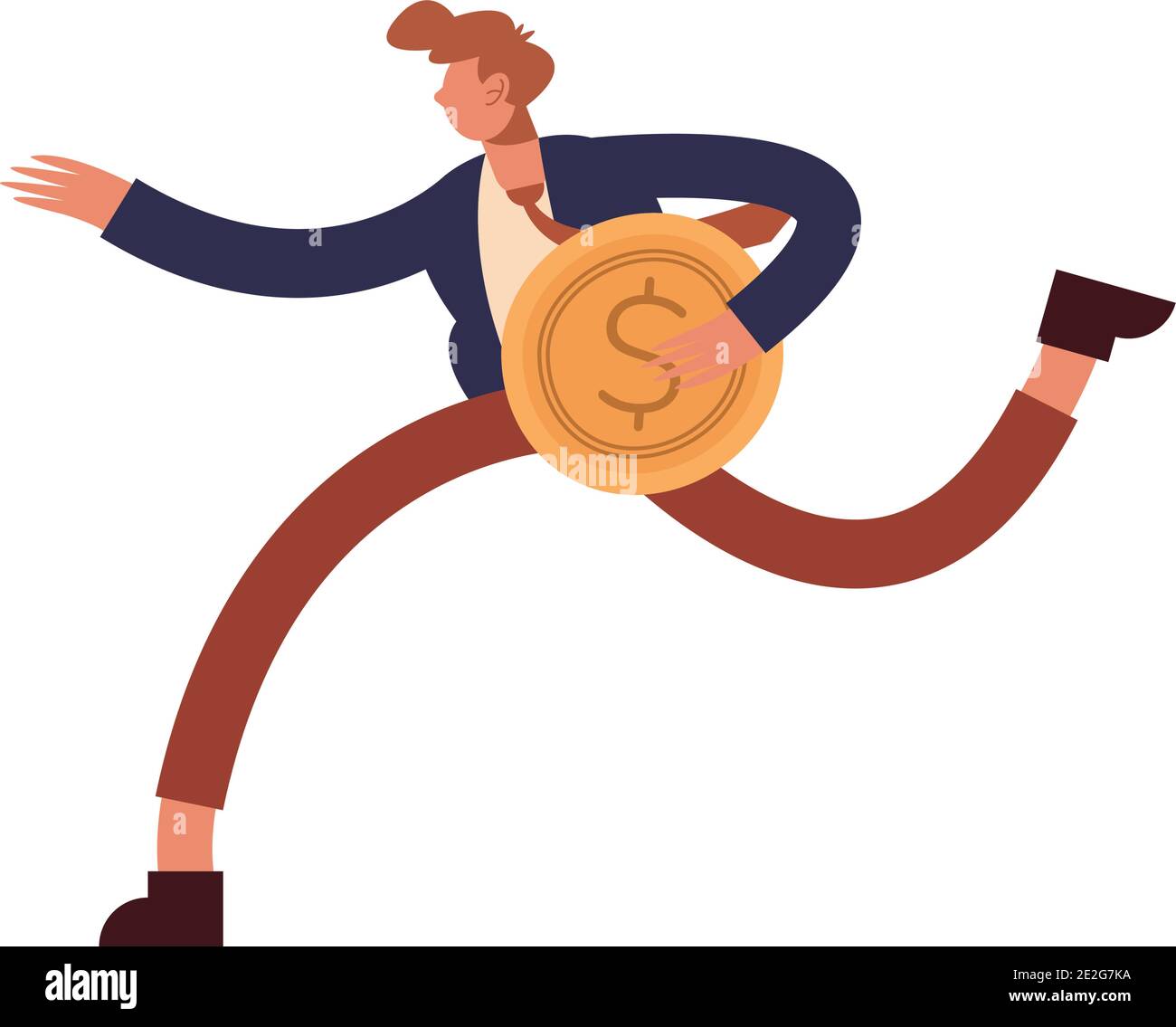 Businessman cartoon with coin running design, business and management ...