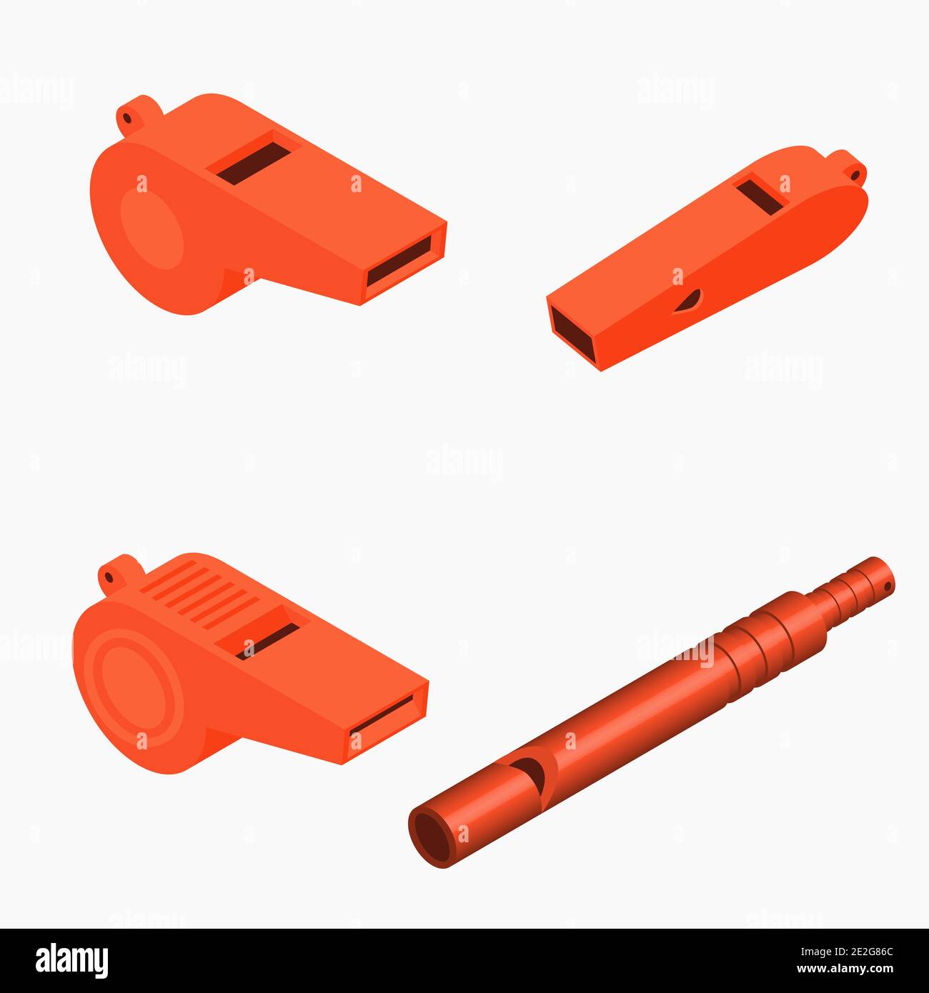 Isometric whistle set on white background vector illustration Stock ...
