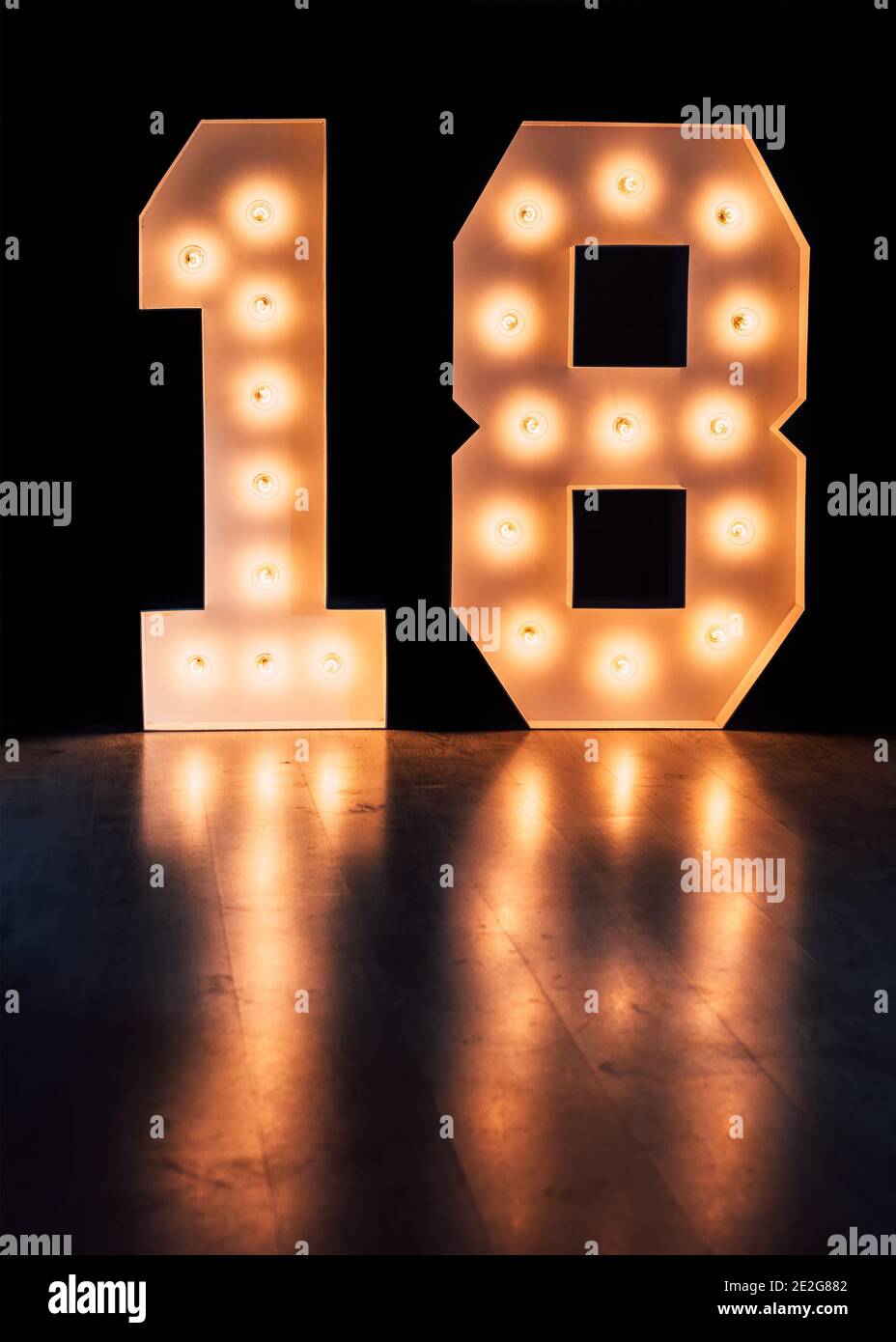 glowing inscription 18 Stock Photo - Alamy