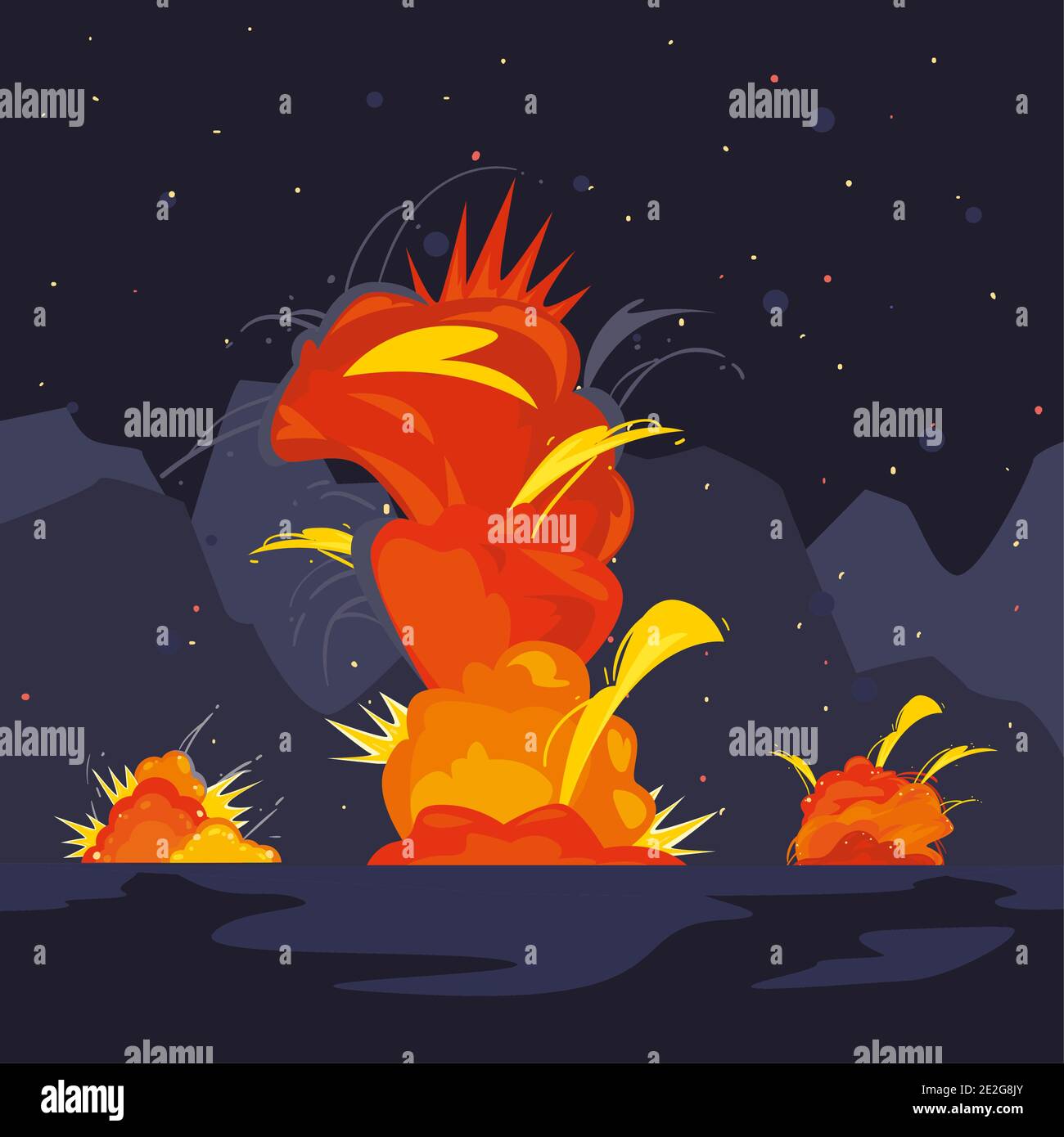 three explosions at night design, Weapon destruction war and boom theme ...