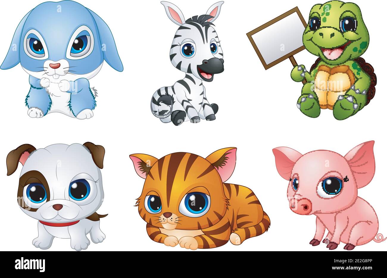 Vector illustration of Cute Animals cartoon set Stock Vector Image ...