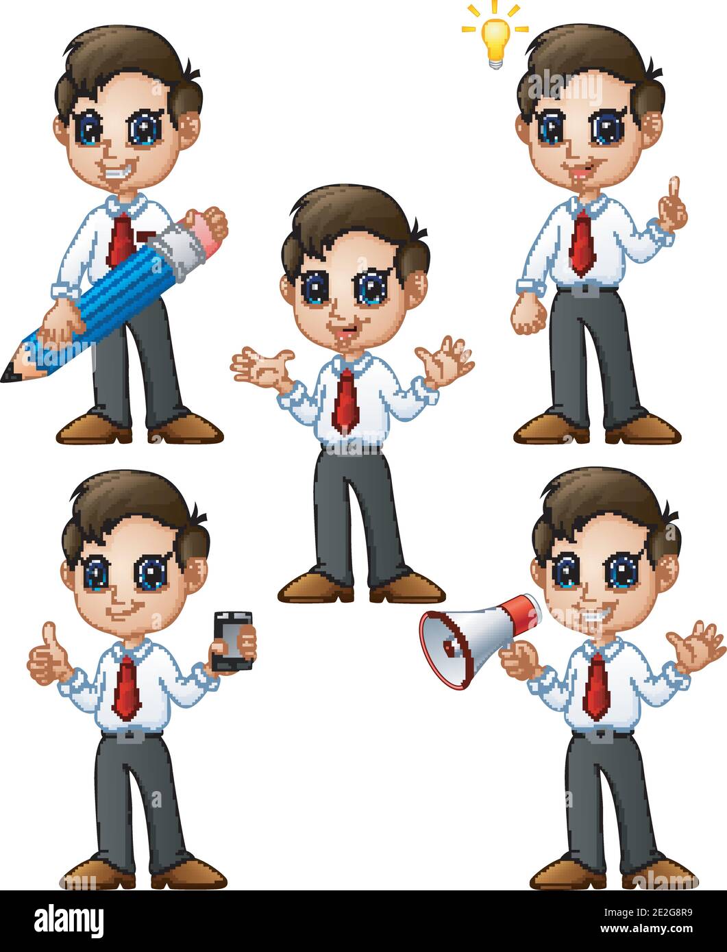 Vector illustration of Cute businessman cartoon set Stock Vector Image ...