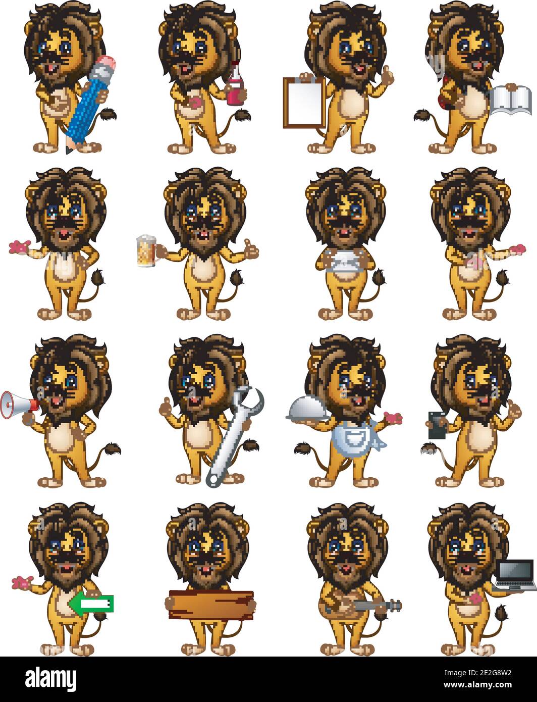 Vector illustration of Cartoon Lion animals set Stock Vector Image ...