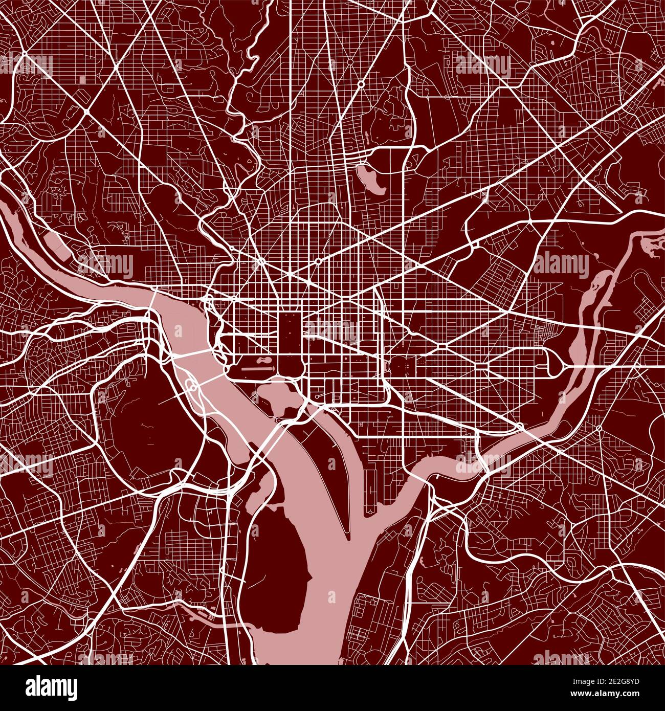 Detailed map of Washington city administrative area. Royalty free ...