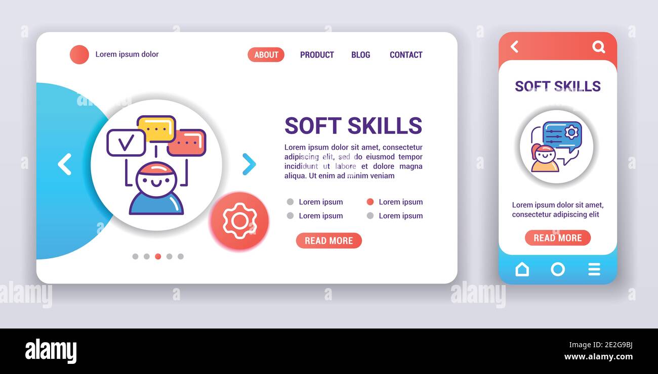Soft skills web banner and mobile app kit. Human abilities. Outline ...