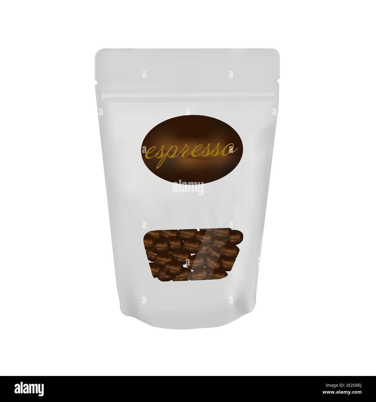 White packaging aluminum foil zipper coffee beans pouch bag. Vector ...