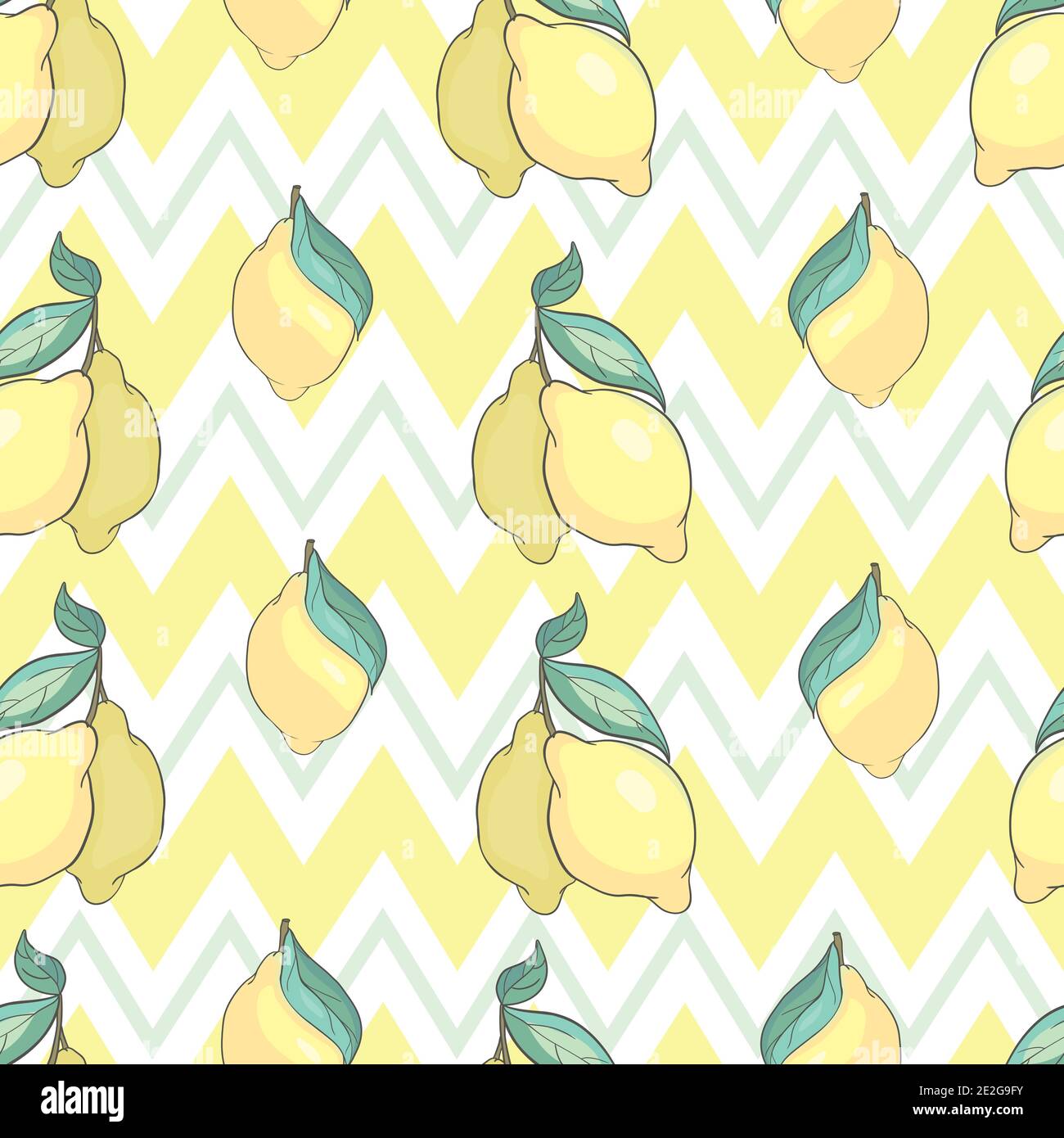 seamless pattern with lemons on the white background. Vector ...