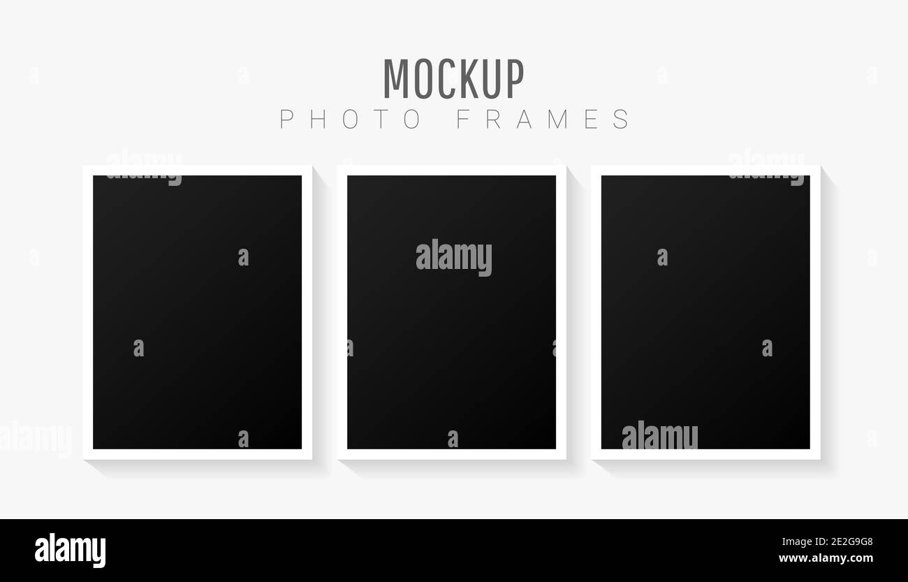 Empty white abstract creative minimal picture mockup template set with ...