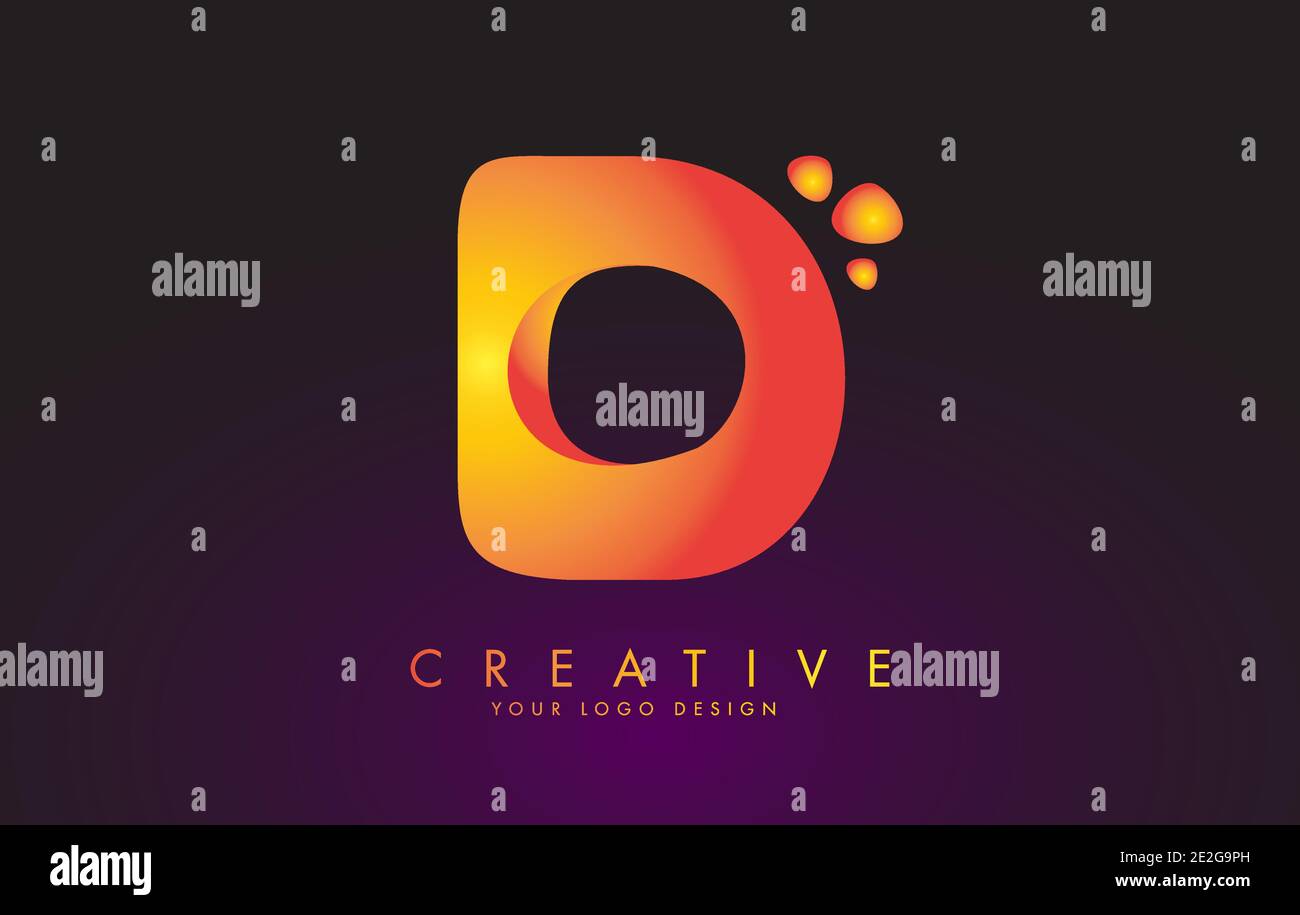 D Letter Logo Design with Dots. Vector Lettering Illustration of Orange ...
