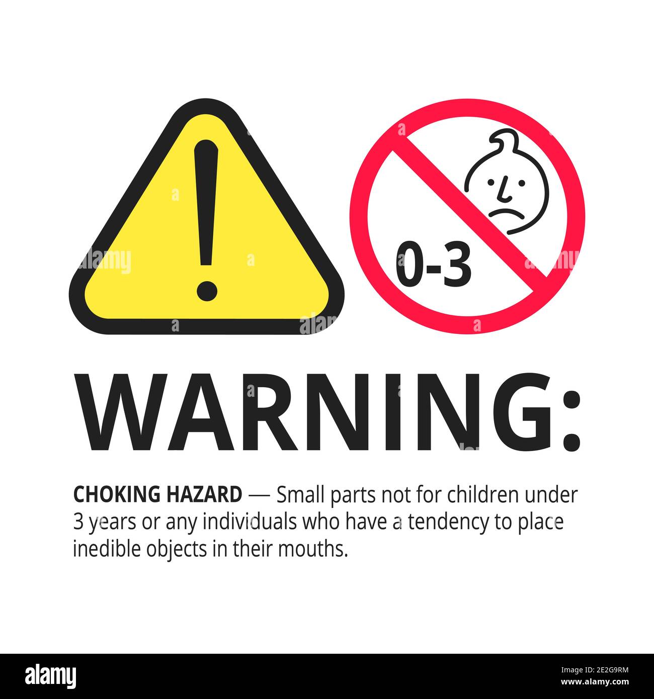 Choking hazard forbidden sign sticker not suitable for children under 3 ...