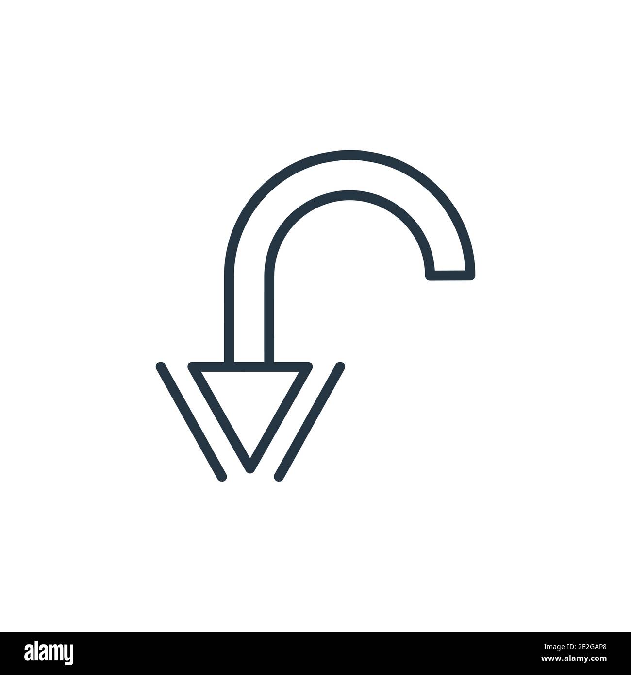 U turn arrow outline vector icon. Thin line black u turn arrow icon, flat vector simple element ...