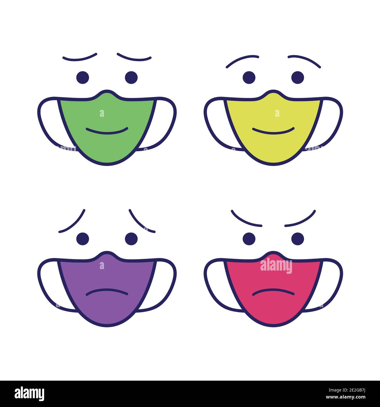 Outline facemask with face expressions - vector illustration Stock ...