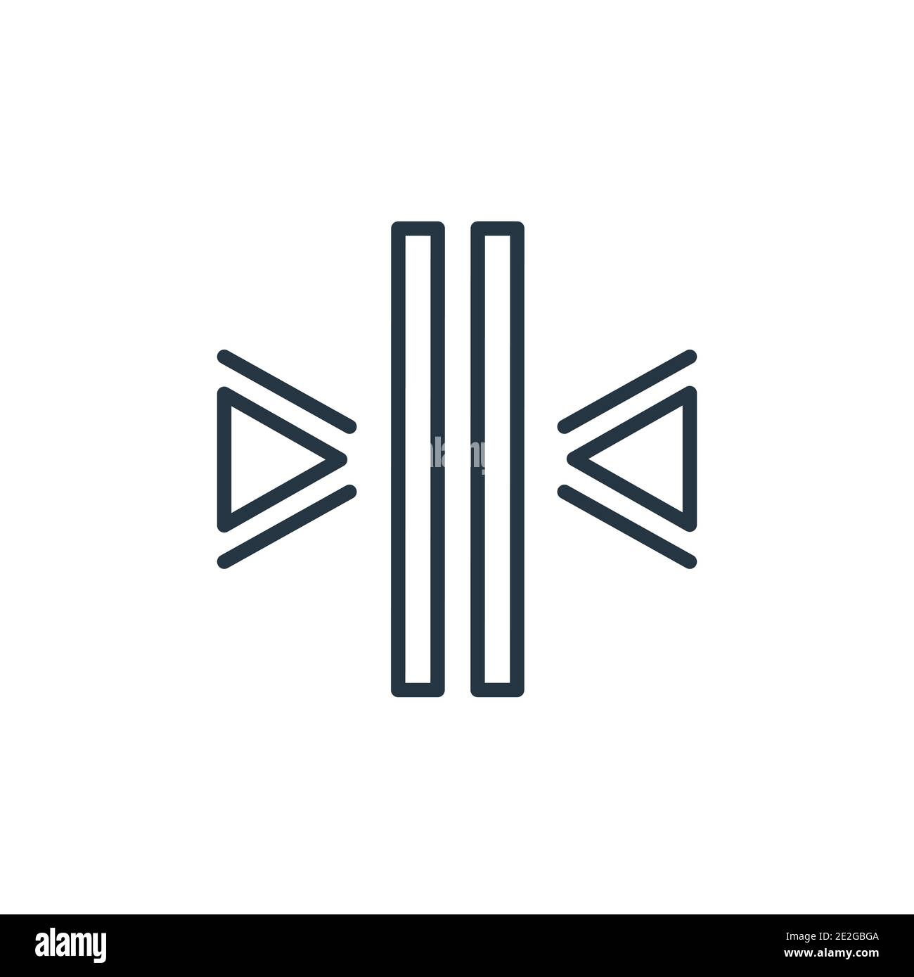 Vertical merge outline vector icon. Thin line black vertical merge icon, flat vector simple ...