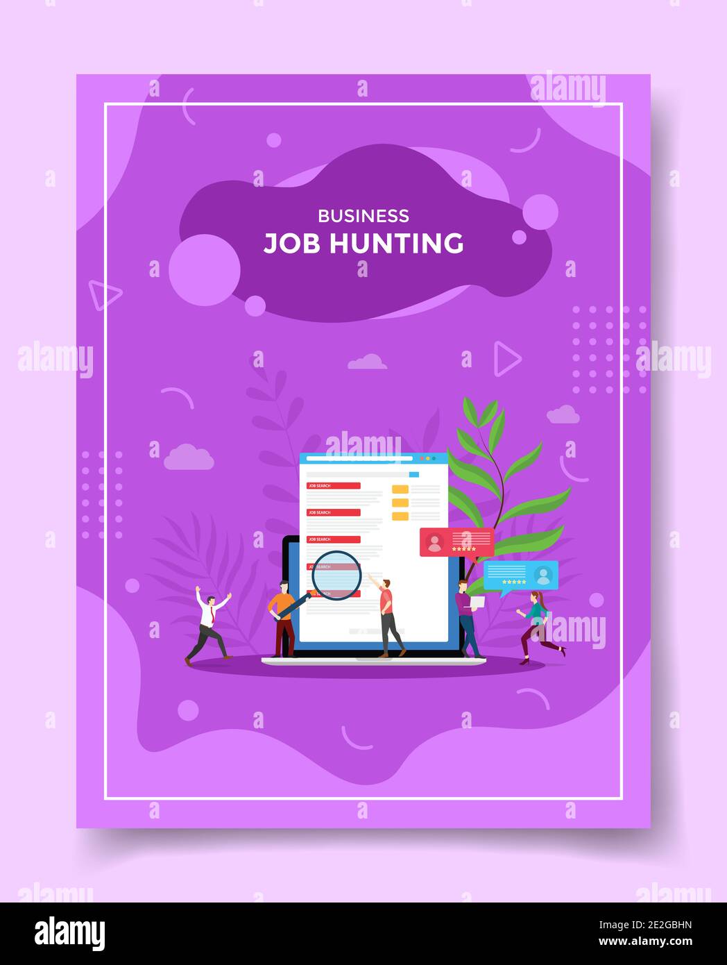 job hunting concept people magnifier vacancy on laptop for template of ...