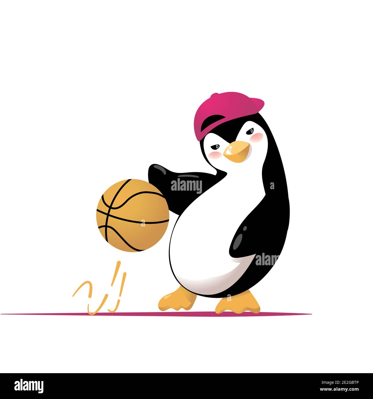 Cartoon Penguin Runs with a Ball while Basketball Stock Vector Image ...