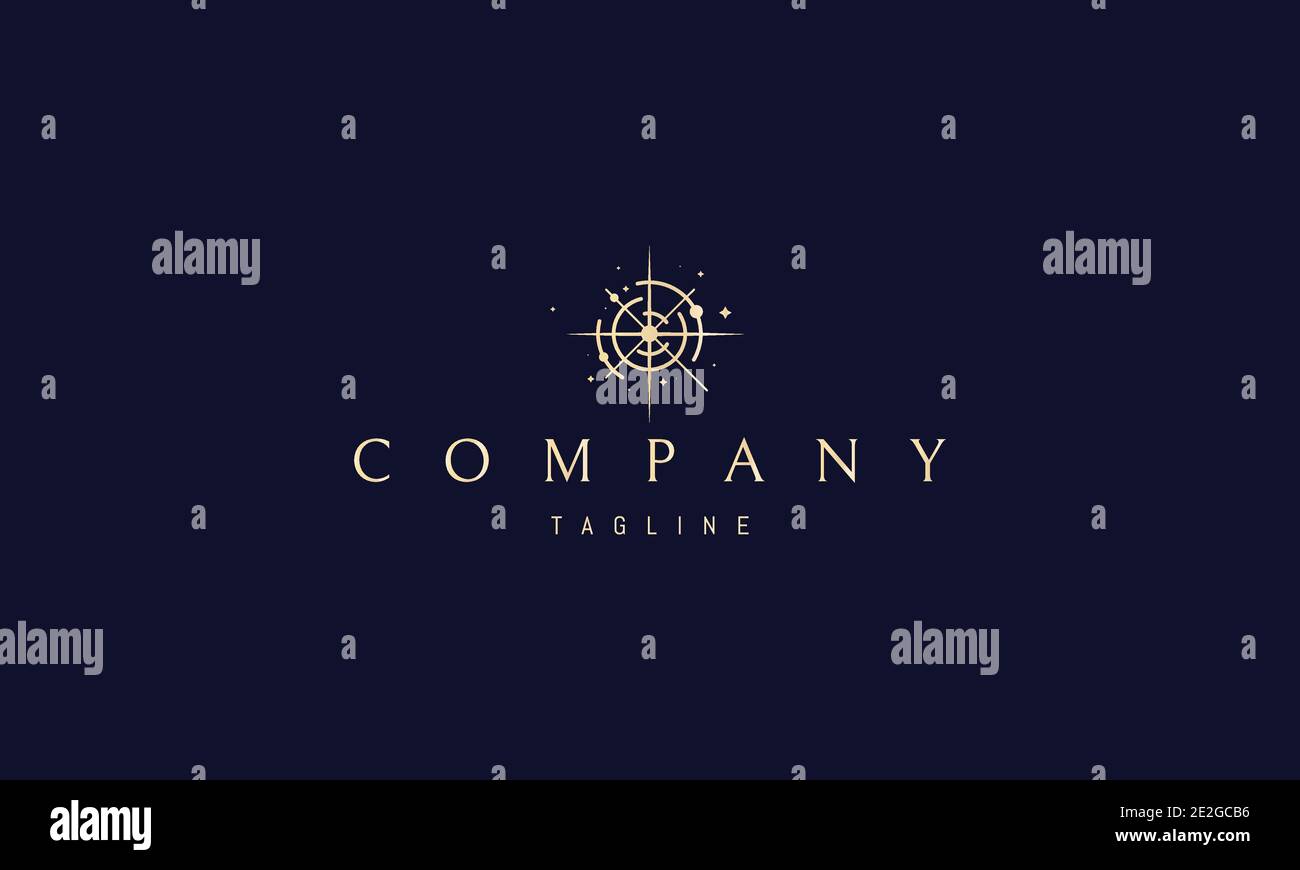 Vector golden logo on which an abstract image of a space compass Stock ...