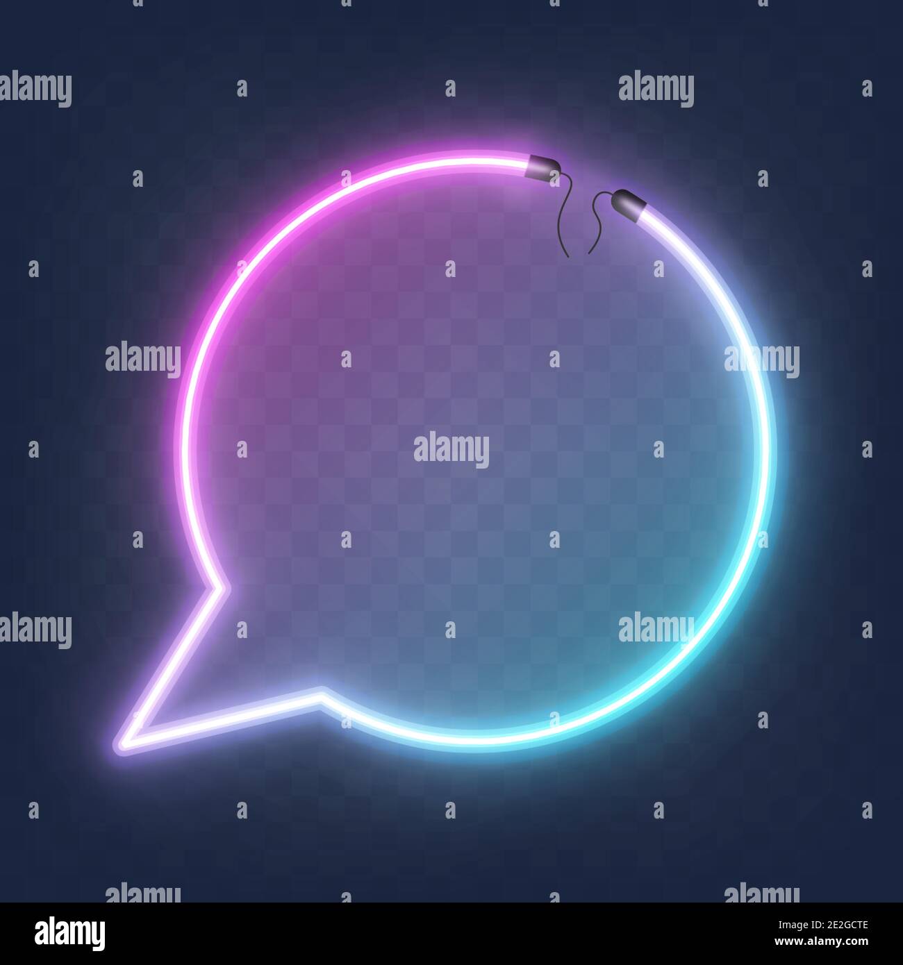 Realistic glowing shape neon quote frame isolated on transparent ...