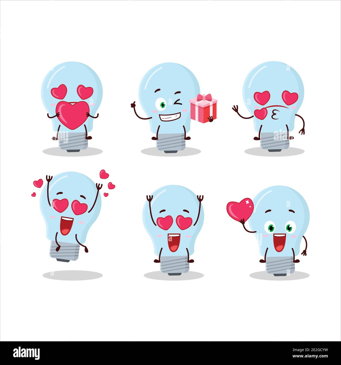 Halogen cartoon character with love cute emoticon. Vector illustration ...