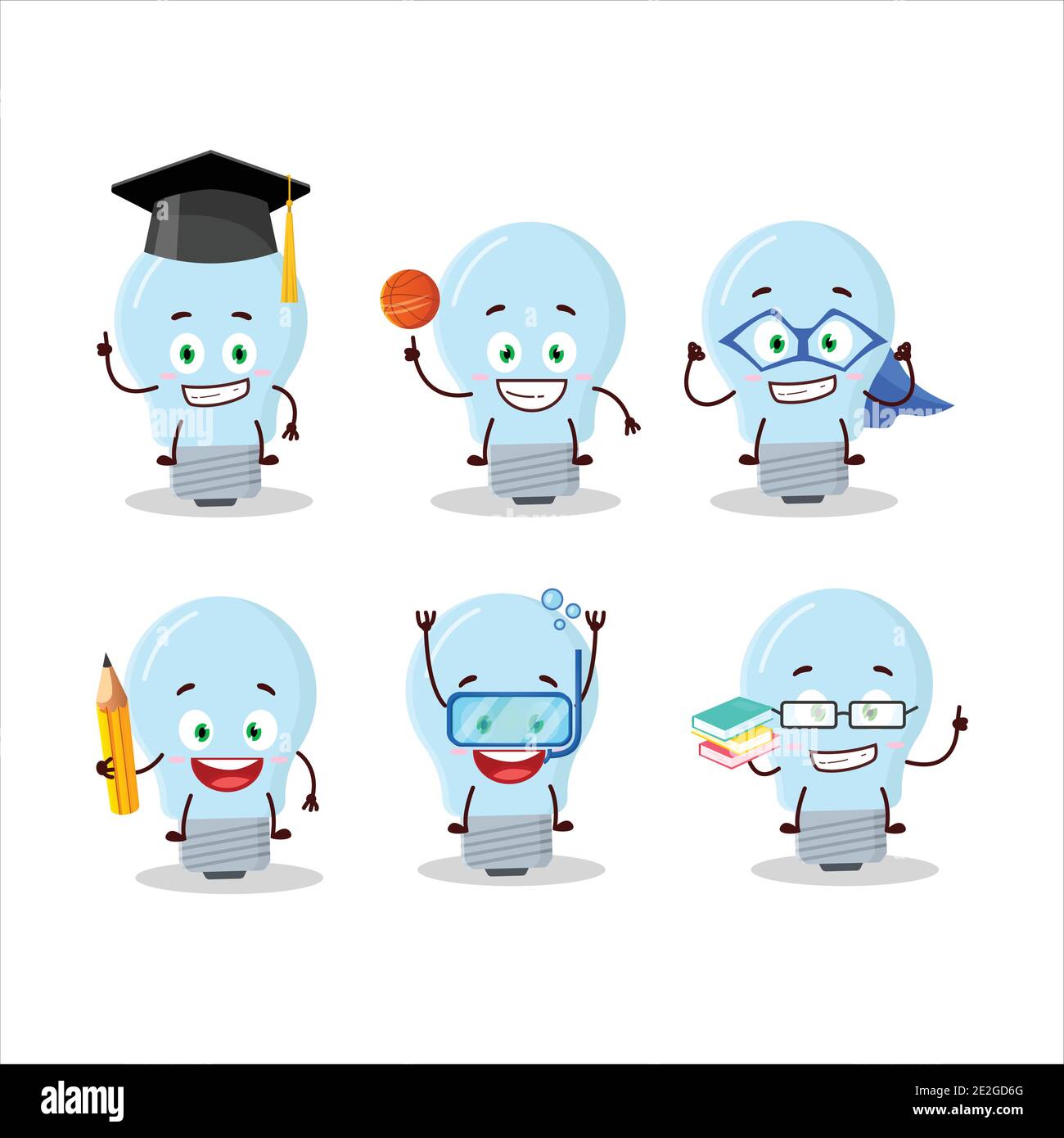 School student of halogen cartoon character with various expressions ...